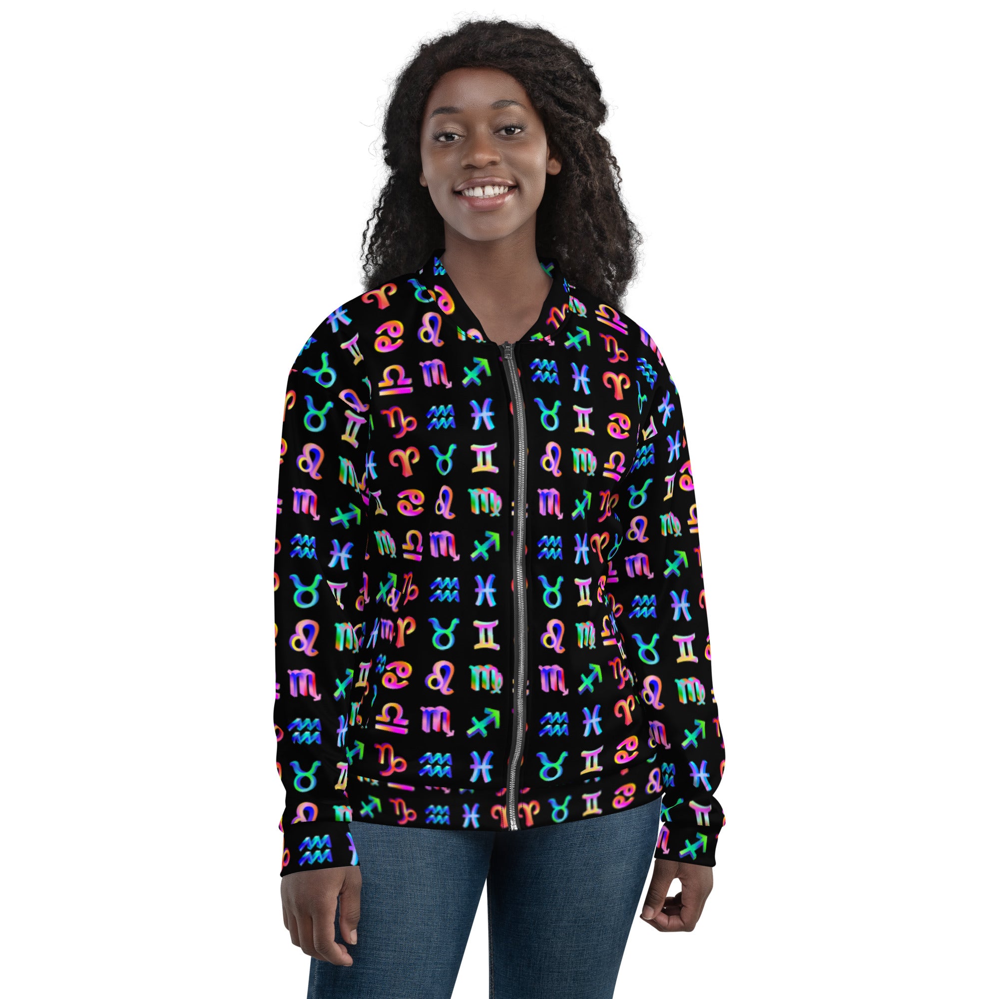 Zodiac Sign Symbols Bomber Jacket
